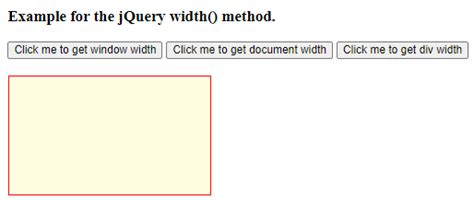 jquery width working of the jquery width method