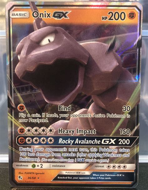 Pokemon Onix Gx 36 68 Hidden Fates Ultra Rare Full Art Holo Mint Nm
