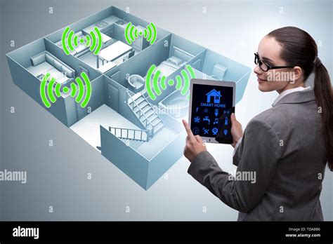 Smart Home Concept With Woman Stock Photo Alamy
