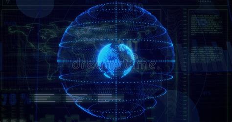 Rotating Digital Globe With Data Points And Lines Global Network