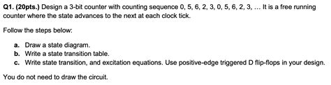 solved q1 20pts design a 3 bit counter with counting