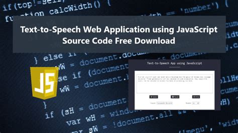 Text To Speech Web Application Using Javascript Source Code Free