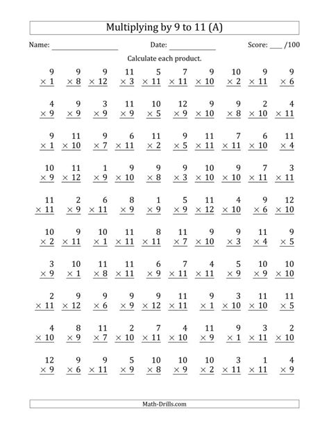 Multiplication By 9 Worksheets Free Printable