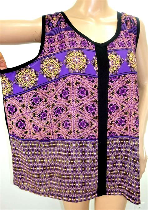 Simply Emma Women Plus Size 2x 3x Purple Black Floral Swing Tank Cami