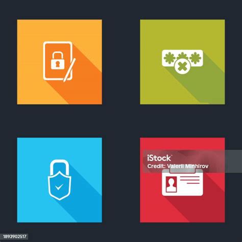 Set Tablet With Closed Padlock Password Protection Lock And Check Mark