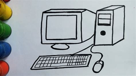 Simple Computer Drawing Simple Laptop Line Drawing Stock Illustrations