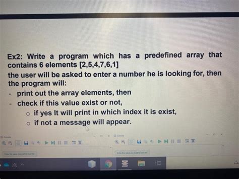 Solved Ex2 Write A Program Which Has A Predefined Array