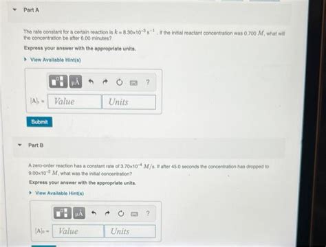 solved part a if the initial reactant concentration was