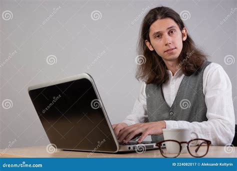 Geek Guy Is Learning New Technologies Programming And Computer