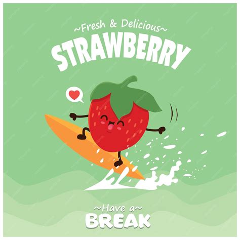 Premium Vector Vintage Fruit Poster Design With Vector Strawberry
