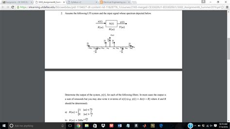 Solved Assume The Following Lti System And The Input Signal