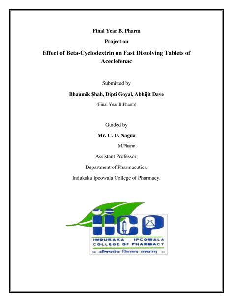 Pdf Effect Of Beta Cyclodextrin On Fast Dissolving Tablets Of Aceclofenac