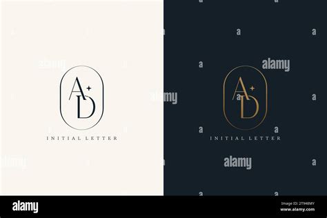 Premium Ad Logo Monogram With Gold Circle Frame Luxury Initials Design Minimal Modern Typeface
