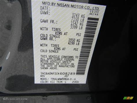 2012 Armada Color Code K11 For Smoke Gray Photo 59654201