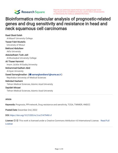 Pdf Bioinformatics Molecular Analysis Of Prognostic Related Genes And