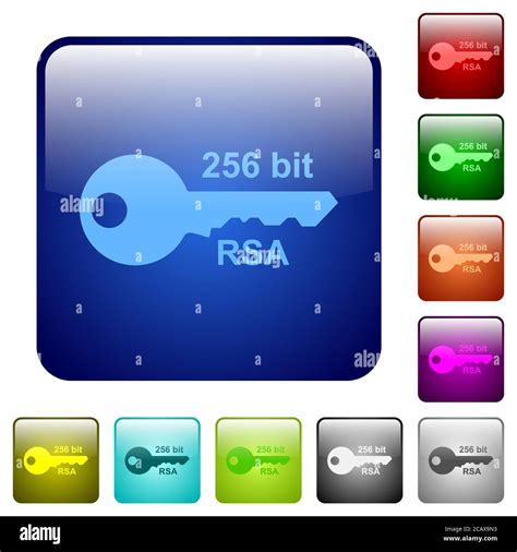 256 Bit Rsa Encryption Icons In Rounded Square Color Glossy Button Set Stock Vector Image And Art
