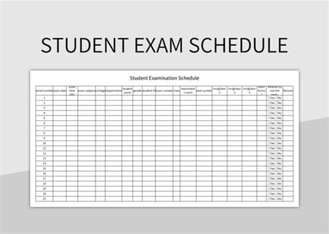 Free Exam Schedule Templates For Google Sheets And Microsoft Excel Slidesdocs