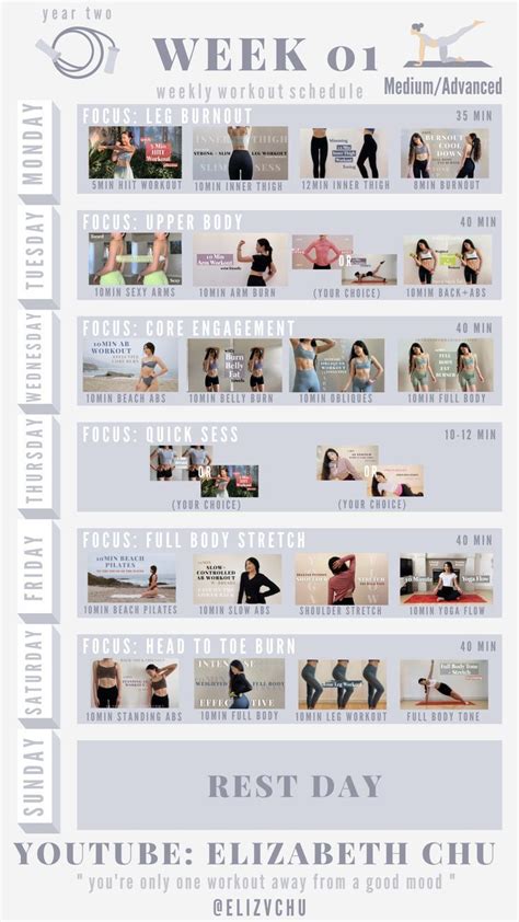 Week01 Workout Schedule Yr 2 Weekly Workout Plans Full Body