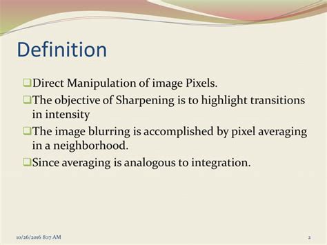 Sharpening Spatial Filters Pptx