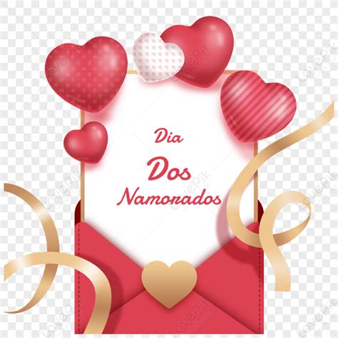 빨간 사랑 일러스트 브라질에서 해피 발렌타인선물골든 Png 일러스트 무료 다운로드 Lovepik