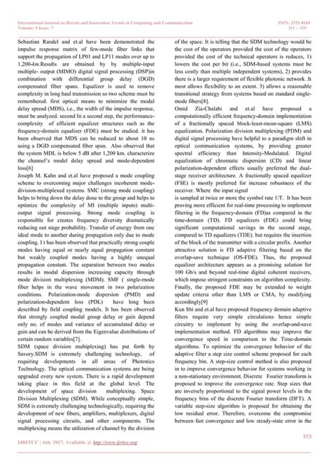Simulation Of Few Mode Fiber Communication System Using Adaptive