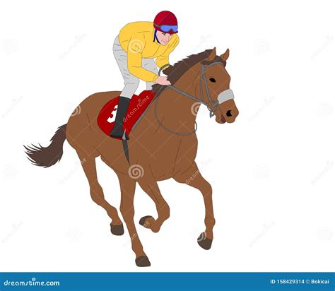 Jockey Riding Race Horse Illustration Stock Vector Illustration Of