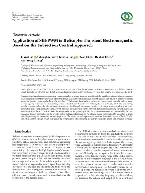 Pdf Application Of Shepwm In Helicopter Transient Electromagnetic