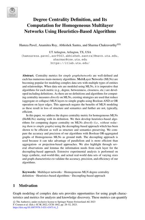 Pdf Degree Centrality Definition And Its Computation For Homogeneous