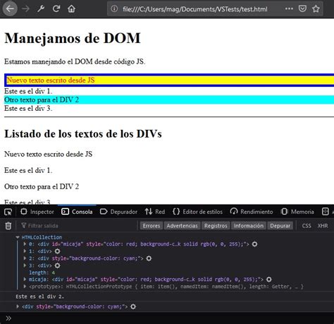 Alto Código JavaScript manejando el DOM por sus etiquetas