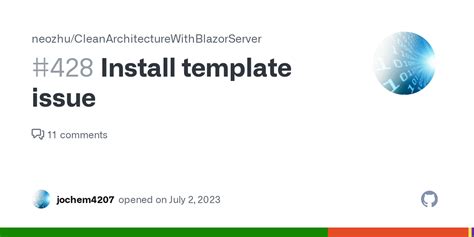 Install Template Issue · Issue 428 · Neozhu Cleanarchitecturewithblazorserver · Github