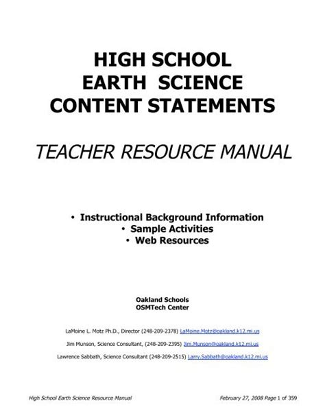 Teacher Resource Manual Oakland Schools