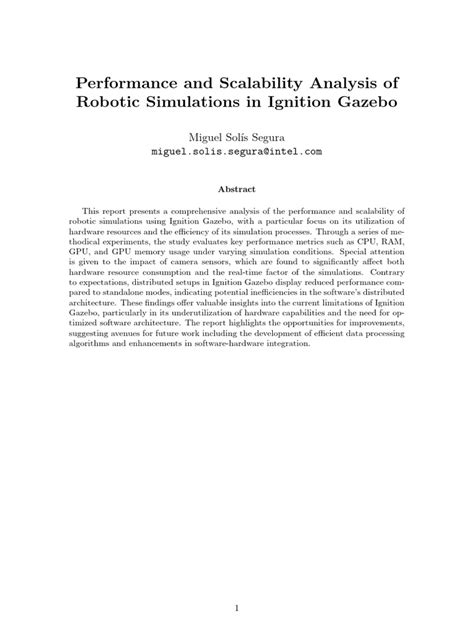 Performance And Scalability Analysis Of Robotic Simulations In Ignition Gazebo Pdf