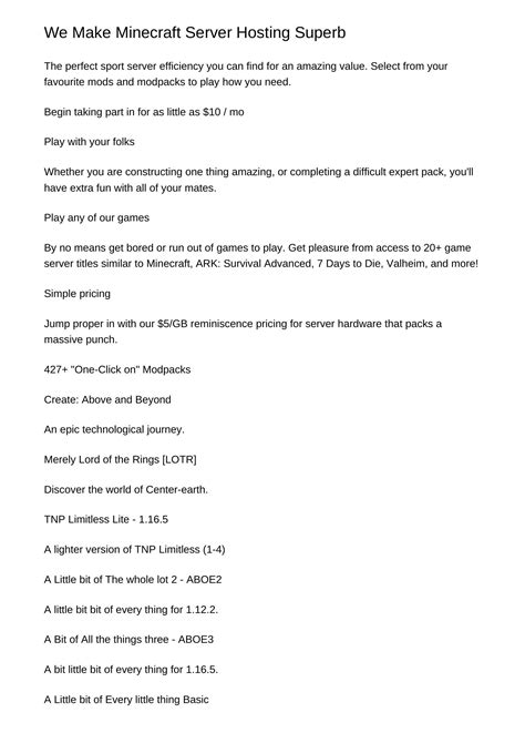 We Make Minecraft Server Hosting Wonderfulyppsppdfpdf Docdroid