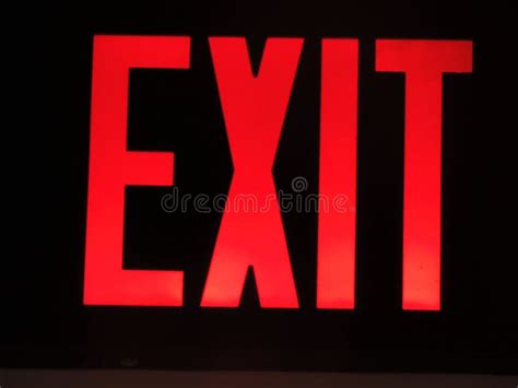 Glowing Red Exit Sign United Kingdom European Union Stock Photo Image