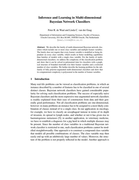 Pdf Inference And Learning In Multi Dimensional Bayesian Network