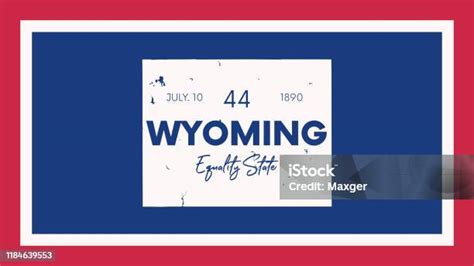 이름 별명 날짜를 가진 미국의 50 개 주 중 44 개 포스터 엽서 및 티셔츠인쇄를위한 상세한 벡터 와이오밍지도 와이오밍에 대한 스톡 벡터 아트 및 기타 이미지 Istock