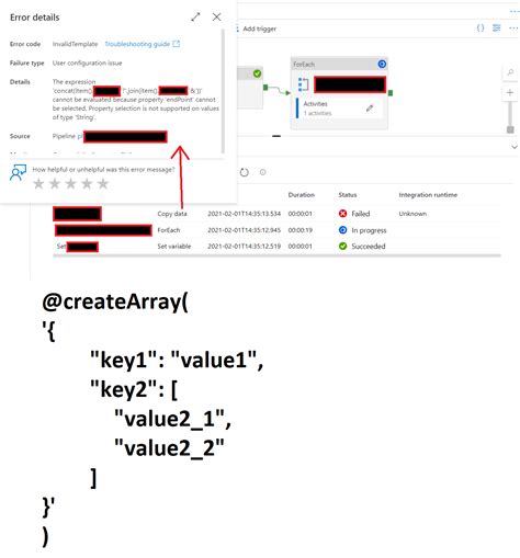 Azure Data Factory Foreach Json To Array Errors Stack Overflow