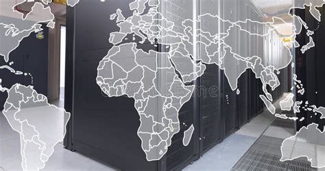 Animation Of World Map Against Computer Server Room Stock Video Video Of Online Information