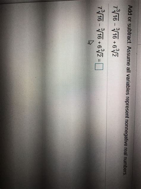 Solved Add Or Subtract Assume All Variables Represent