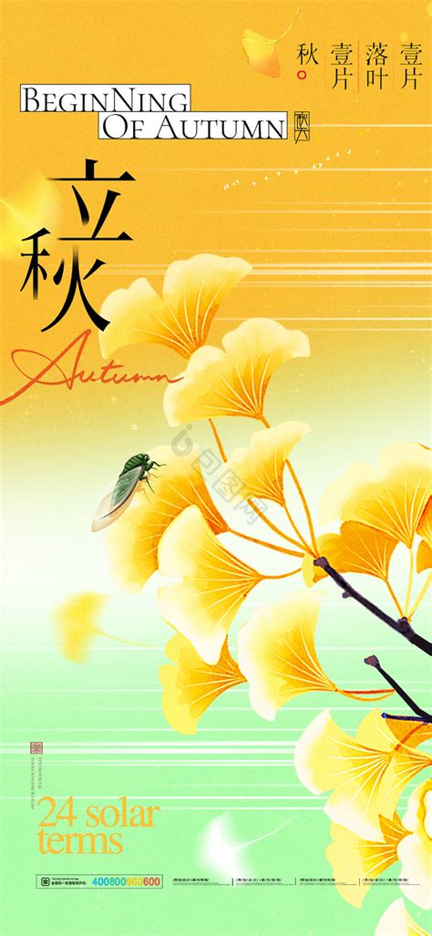 立秋节气银杏叶模板 包图网