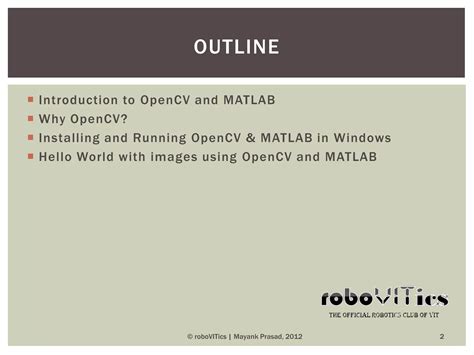 Robocv Module 2 Introduction To Opencv And Matlab Ppt