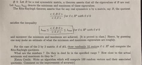 Solved Let B Be A Real Symmetric Matrix A Theorem Chegg