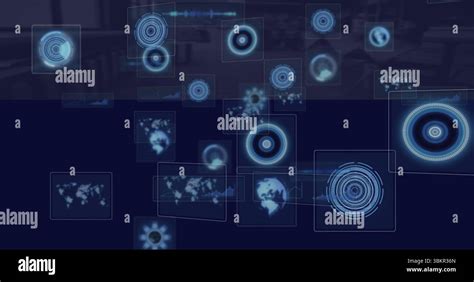 displaying ui panels in dashboard showing glowing circles radial