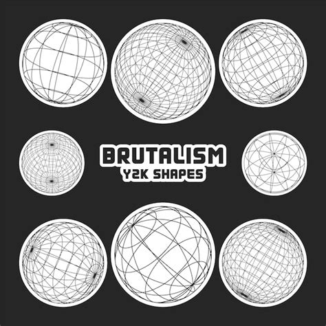 Premium Vector Wireframe Shapes Lined Sphere Perspective Mesh D Grid Modern Trendy Low Poly