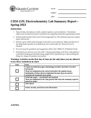 Separations Method Report Section T Date CMH L Separation Methods Lab Summary