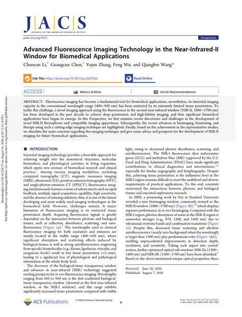 Pdf Advanced Fluorescence Imaging Technology In The Near Infrared Ii