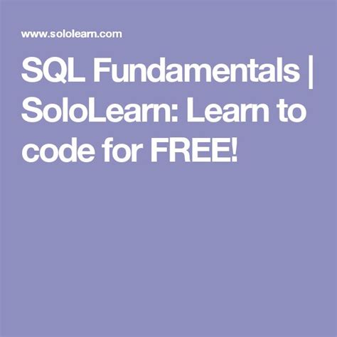 SQL Fundamentals SoloLearn Learn To Code For FREE Learn To Code