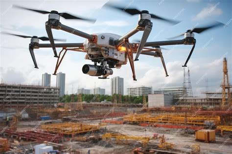 건설 현장 드론 점검 프리미엄 사진