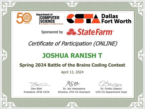 joshua ranish t on linkedin codingcontest battleofthebrains utdallas hackerrank