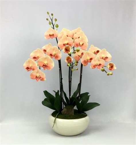 Oriental Fine Art กระถางดอกไม้ประดิษฐ์ ดอกกล้วยไม้พร้อมกระถาง กระถางดอกไม้แสดงความยินดี ดอกไม้ตก